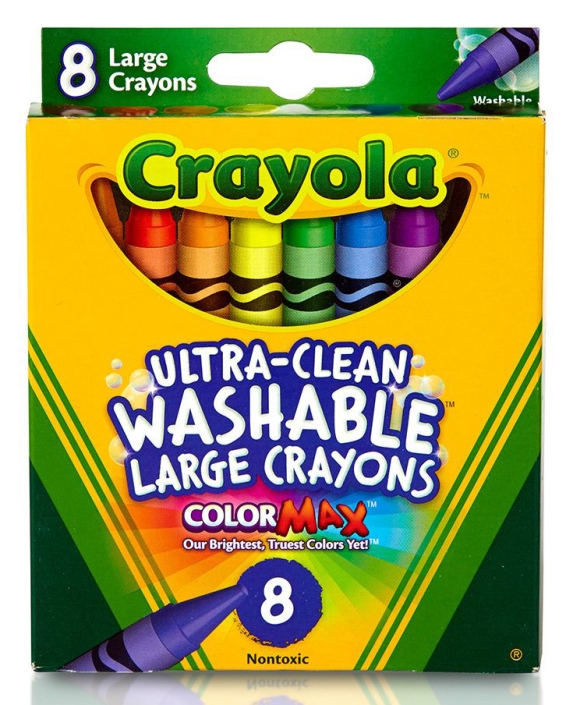8 Count Large Washable Crayola Crayons - Imprint Coloring Books