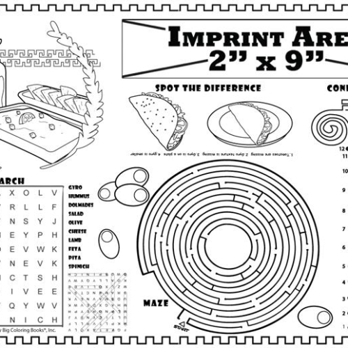Construction Coloring Imprintable Colorable Placemat 11 X 17